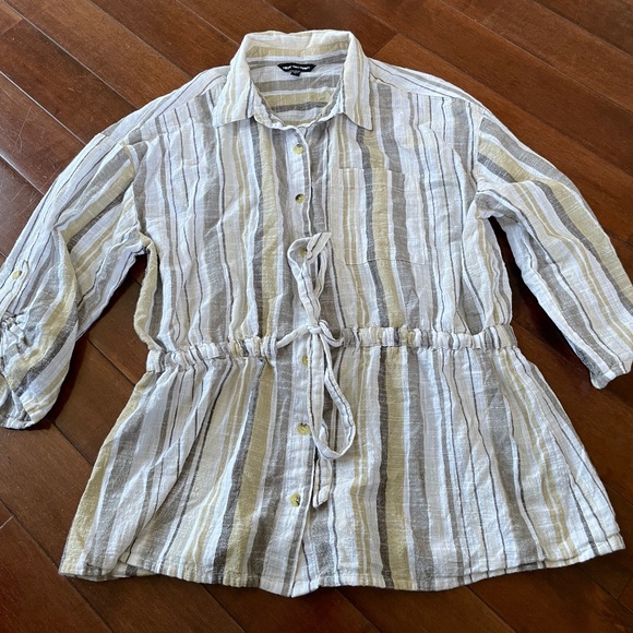 Unique Spectrum | Tops | Unique Spectum Brown White And Yellow Striped ...